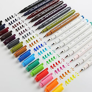 GC QUILL Sign Brush Pens - 16 Colors Sign Pens Calligraphy Set with Fude Sign Brush Tips for Hand Lettering, Calligraphy, Drawing, Writing, Journaling GC-SB16