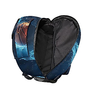 ZOEO Basketball on Snow and Fire Kids Large Backpack School Student Personalized Bookbag for Boys Girls Daypack Travel Laptop Bags with Pockets
