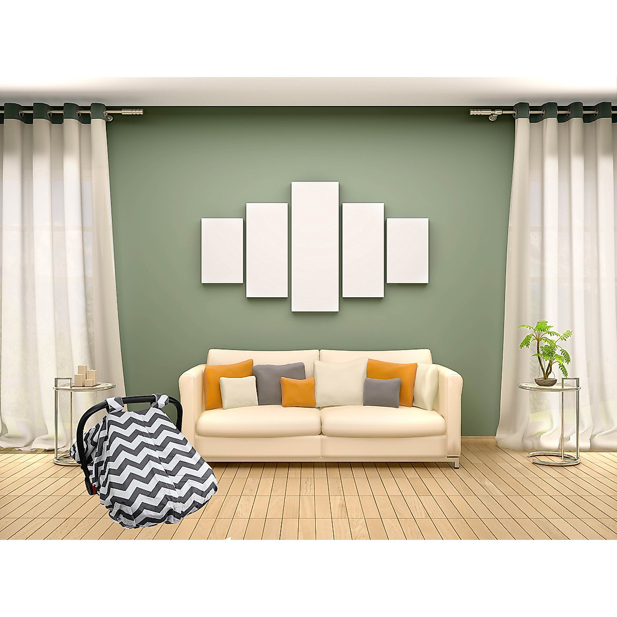 Baby Infant Car Seat Cover - Fits All Baby Car-Seats - Breathable Fabric, 100% Safe and Hygienic - Conveniently Compact Design - Machine Washable!