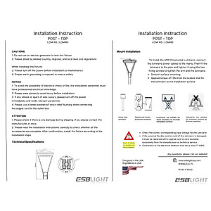 ESB LED Post Top Light Garden Streets Parking Lot, Commercial Area