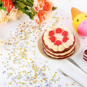 60 g Gold & Silive Confetti Christmas Confetti Stars Moons Planet Confetti Holographic Star And Moon Table Confetti For Party DIY Rainbow Metallic Glitter Foil Sequin Scatter For Birthday Wedding