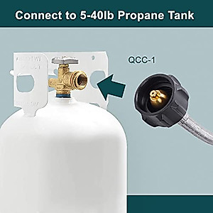 GASPRO Propane Refill Adapter, and 5FT Propane Adapter Hose 1lb to 20lb, Fit for 5-40lb Propane Tank