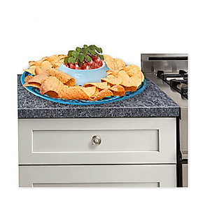 WunderfulThings Chip Dip Bowl Chips & Salsa Dish All-in-One JUMBO Serving Bowl for Chips and Dip - Shatter Resistant Embossed Melamine (hard plastic resin)