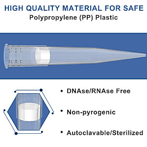 ONiLAB Scientific Universal 1000ul Pipettor Tips Lab Transparent Liquid Pipettor Tips with Box Non-pyrogenic DNAse/RNAse Free Autoclavable 1 Rack 96 Tips (1000ul, 96)