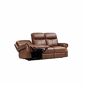 Hydeline Royce Zero Gravity Power Recline and Headrest Top Grain Leather Sofa Couch, 87", Brown