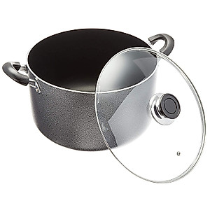 Uniware Non-Stick Aluminum Stock Pot With Glass Lid,Black (14 QT)