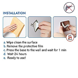 Tatkraft Amy Stainless Steel Hooks, Set of 3, Easy to Install, Perfect for Bathroom, Kitchen, Office, Corrosion Resistant