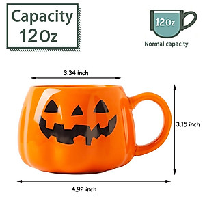 Halloween Pumpkin Mug, Pumpkin Shaped Mug, Halloween Pumpkin Mug Decorations, Cute Pumpkin Cup 12 Ounce