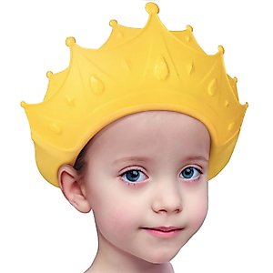 Baby Shower Cap Waterproof Shampoo hat for Children Toddler Girls Boys Protect ears eyes.Adjustable Silicone Bathing Crown.