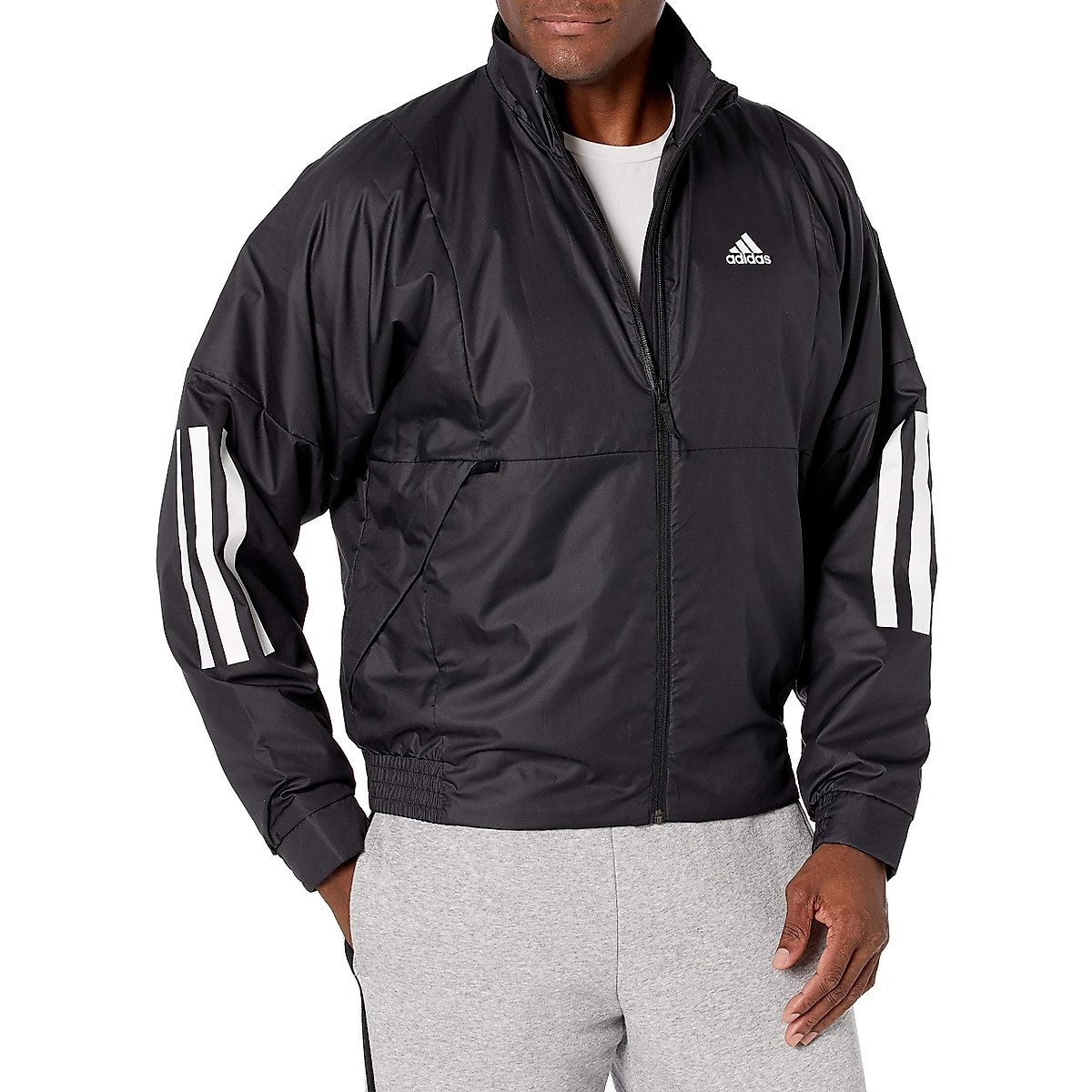 adidas Outdoor mens Back to School Light Jacket Black/White Large