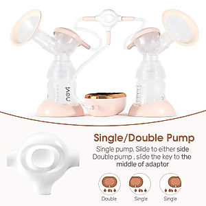 NCVI Double Electric Breast Pump, Portable Breast Pump for Breastfeeding, Breastpump 3 Modes & 12 Levels, 24/28mm Flanges, Touch Screen LED Display, Anti-Backflow, Rechargeable Battery