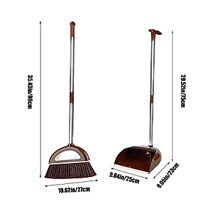 Brooms and Dustpan Set with 35" Long Handle, 181° Rotatable Standing Storage Buckle Type, Built-in Combs and Scraper, Lightweight & Robust, for Home, Kitchen, Room, Office, Floor Use