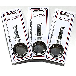 3pc STAINLESS STEEL ALAZCO COFFEE MEASURING SCOOP 1/8 CUP - Kitchen Baking Cooking Measuring Scoop Spice Herbs Salt Sugar Flour Cocoa Protein Powder Keto Cream Scoop