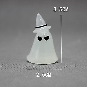 BinaryABC Halloween Glow in The Dark Pumpkin Ghost Miniature Figurines,Luminous Garden Ghost Decor, Fairy Garden Doll House Accessories,Halloween Party Favors,4Pcs