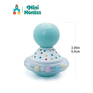 Mini Montes Wooden Tumbler Wobble Spin Pull Toy, Montessori Toys for 1 Year Old, Toys for 1 Year Old Boy Girl, Toys for Ages 0-2, Baby Toys, Sensory Toys, Tummy Time Toys, Gifts for Kids