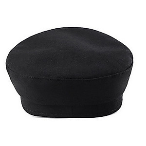 Brcus Men Women Yacht Captain Sailor Hat Newsboy Cabbie Baker Boy Peaked Beret Cap Black