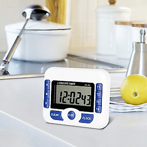 4‑Channel Digital Kitchen Timer, Independent Group Timer, Kitchen Cooking Countdown Clock with Magnetic Back for Exercise, Oven, Cook, Baking, Desk