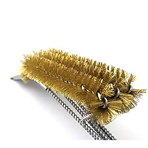 Heavy Duty BBQ Grill Brass Cleaning Brush with Built in Scraper - Large Triple - Headed Great for All Smoker Grill Grates Especially Gentle Delicate for Ceramic Griddles for Porcelain Grill Grate Gri