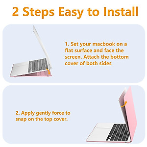 Hianjoo Case Compatible with MacBook Air 13 inch 2022 2021 2020 A2337 M1 A2179 A1932 Touch ID, Hard Shell Case + 2 Keyboard Covers + 2 DIY Stickers, Pink