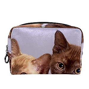 TBOUOBT Cosmetic Travel Bags, Makeup Case, Makeup Bag for Toiletries, Couple Cats Animals