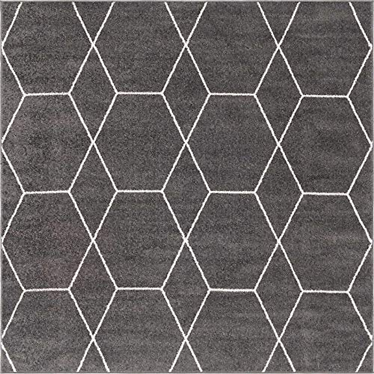 Unique Loom Trellis Frieze Collection Area Rug - Geometric (5' Square, Dark Gray/ Ivory)