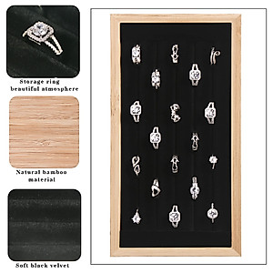 Coward Bamboo Ring Display Holder Jewelry Storage Tray Organizer Ring Stand For Show(Black)