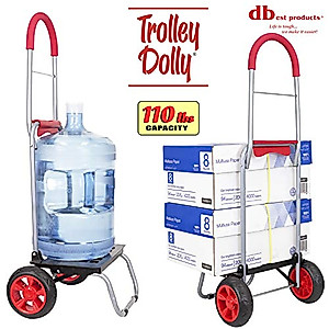 dbest products Trolley Dolly Red Foldable Shopping cart for Groceries with Wheels and Removable Bag and Rolling Personal Handtruck Standard