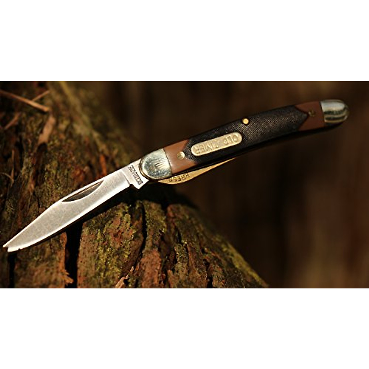 Old Timer 18OT Mighty Mite 4.7in Stainless Steel Traditional Folding Pocket Knife with 2in Clip Point Blade, Nickel Silver Bolsters, and Sawcut Handle for Whittling, Hunting, Camping, EDC, and Outdoor