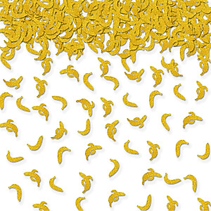 100pcs Banana Confetti, Gold Glitter Banana Table Confetti for Baby Shower, Banana Paper Scatters, First Birthday/Tropical Party Table Decoration