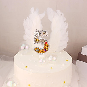 Saododku Birthday Candles, 3.8" Large Number Candles for Birthday Cakes, Big Sparkler Candles for Birthday Cake, 0123456789 Gold Birthday Candles for Cake Topper, Birthday Decorations(No.0)