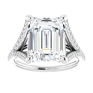 JEWELERYIUM Wedding Bridal Ring, Bridal Statement Ring, Moissanite Engagement Ring for Women, 4 CT Emerald Cut, 925 Sterling Silver in Prong Set, VVS1 Clarity, Perfect Birthday Ring for Her (6)