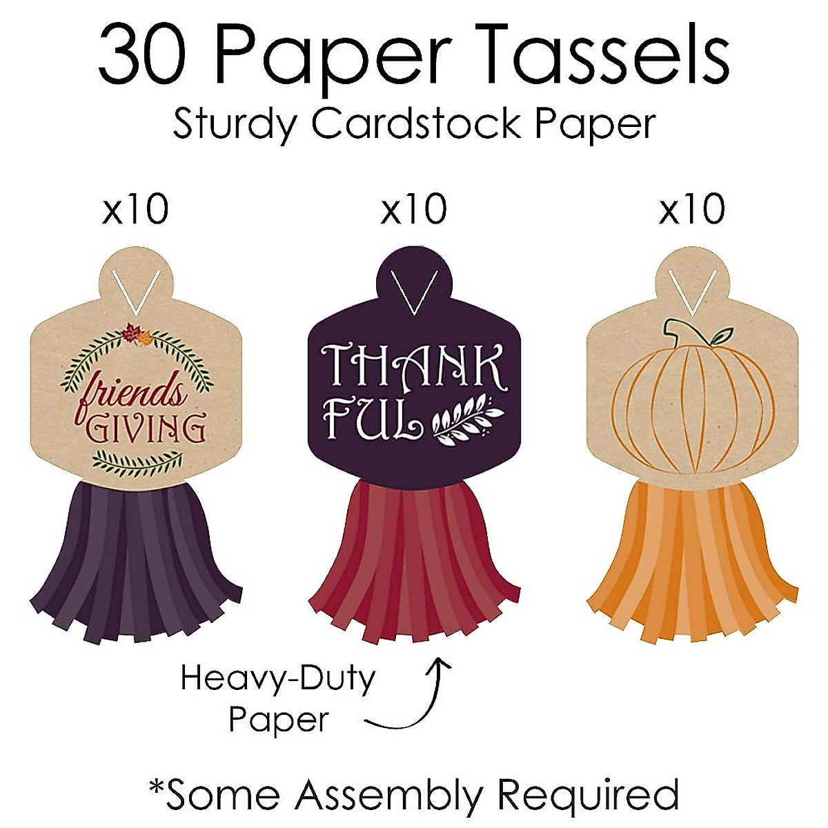 Big Dot of Happiness Friends Thanksgiving Feast - 90 Chain Links and 30 Paper Tassels Decoration Kit - Friendsgiving Party Paper Chains Garland - 21 feet