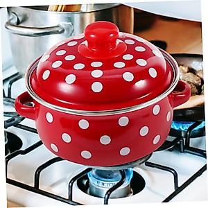 GRIRIW Double Ear Enamel Soup Pot Induction Pans Ceramic Cooking Pot Coffee Maker Soup Making Pot Ceramic Soup Mug with Lid Pasta Pot Ceramic Clay Cooking Supplies Stove Baby