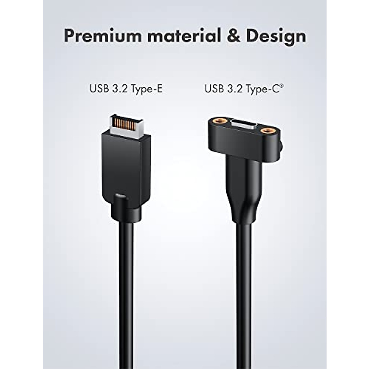 GRAUGEAR USB 3.2 Gen 2 USB-C Front Panel Adapter, Motherboard Header Extension Cable, USB-C Female to 20-pin USB Type-E A-Key Male Connector with PCIe Full Height Bracket, 19.6 in [G-AD-ETC-10G]