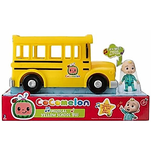 CoComelon Official Musical Yellow School Bus, Plays Clips from ‘Wheels on The Bus,’ Featuring Removable JJ Figure – Character Toys for Babies, Toddlers, and Kids