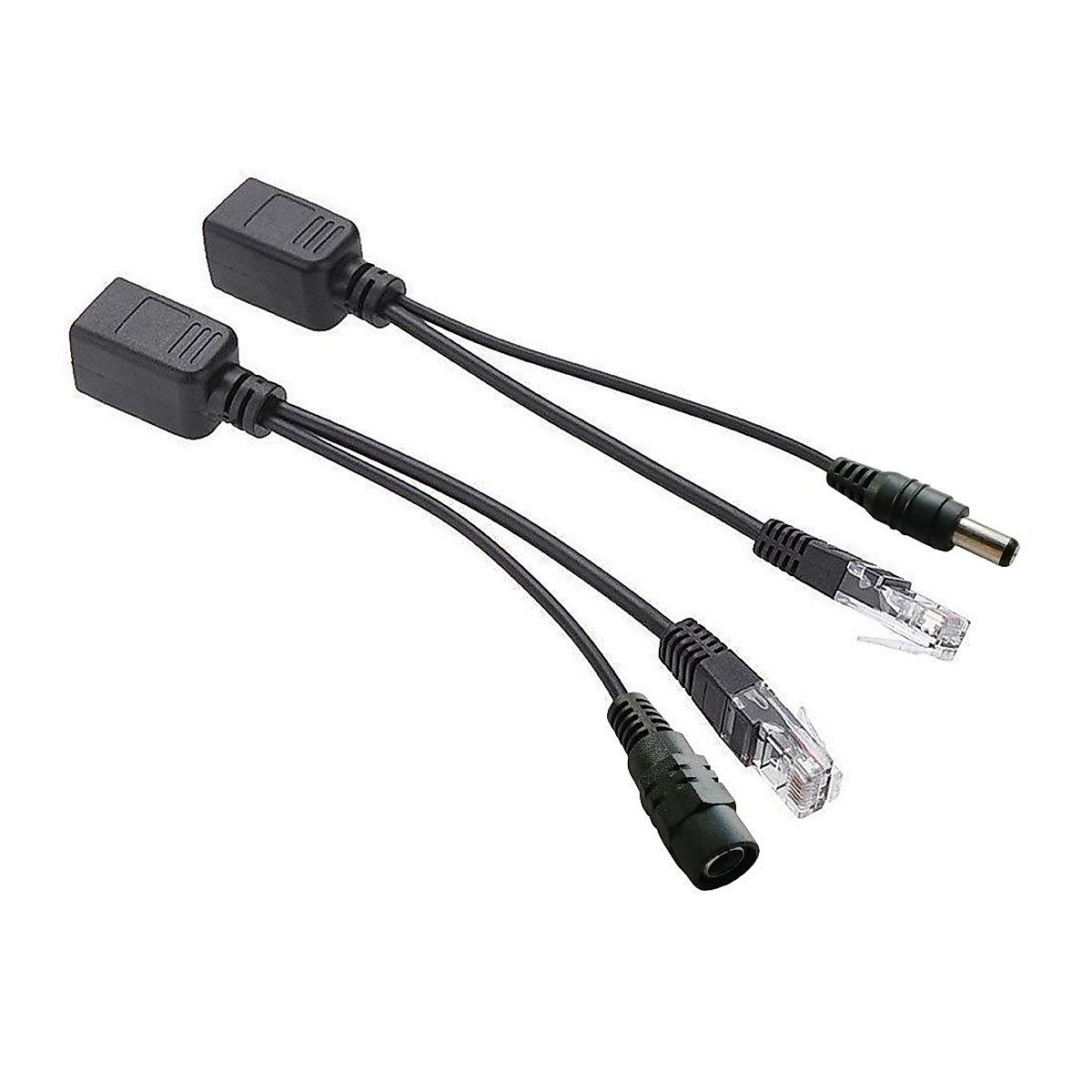 Passive PoE Injector and PoE Splitter Kit with 5.5x2.1 mm DC Power Adaptor Connector for Network Digital Signal（1 Pair-Black