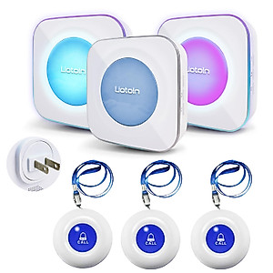 LIOTOIN Wireless Caregiver Pagers Call Button Nurse Alert System Call Bell Call Light Alert Button for Home/Elderly/Patients/Disabled 3 Transmitters 3 Plugin Receivers (600+ft Operating Range)…