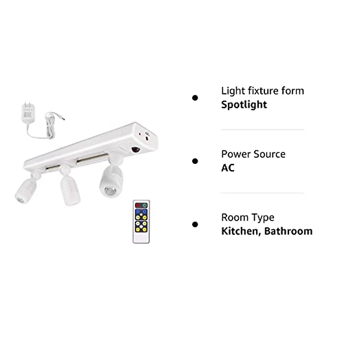 BIGLIGHT LED Track Light, Dimmable Accent Lighting with Rotatable Heads, Plug in Spotlight with Remote Control for Highlight Kitchen Counter Cabinet Gallery Picture Bathroom Basement Artwork