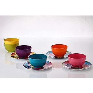 French Bull Assorted Plates - 4 Piece Set - 11 inch Melamine Dinner Plate Set - Melamine Dinnerware for Indoor and Outdoor - Assorted Garden Floral