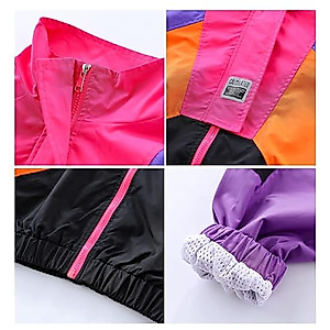 LOLANTA Boys' Girls' Color Block Jacket Track Pants Sets Dance Outfits Sportswear Unisex (8-10, purple)