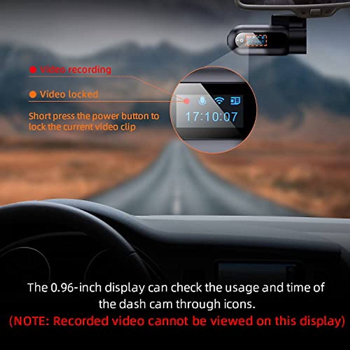 Dash Cam WiFi 1080P FHD Mini Dashcam Front,APP Control Dash Camera for Cars,0.96 Inch Screen,Night Vision,Voice Prompts,Car Camera with G-Sensor,140° Wide Angle,WDR,F1.8 Aperture,Loop-Recording