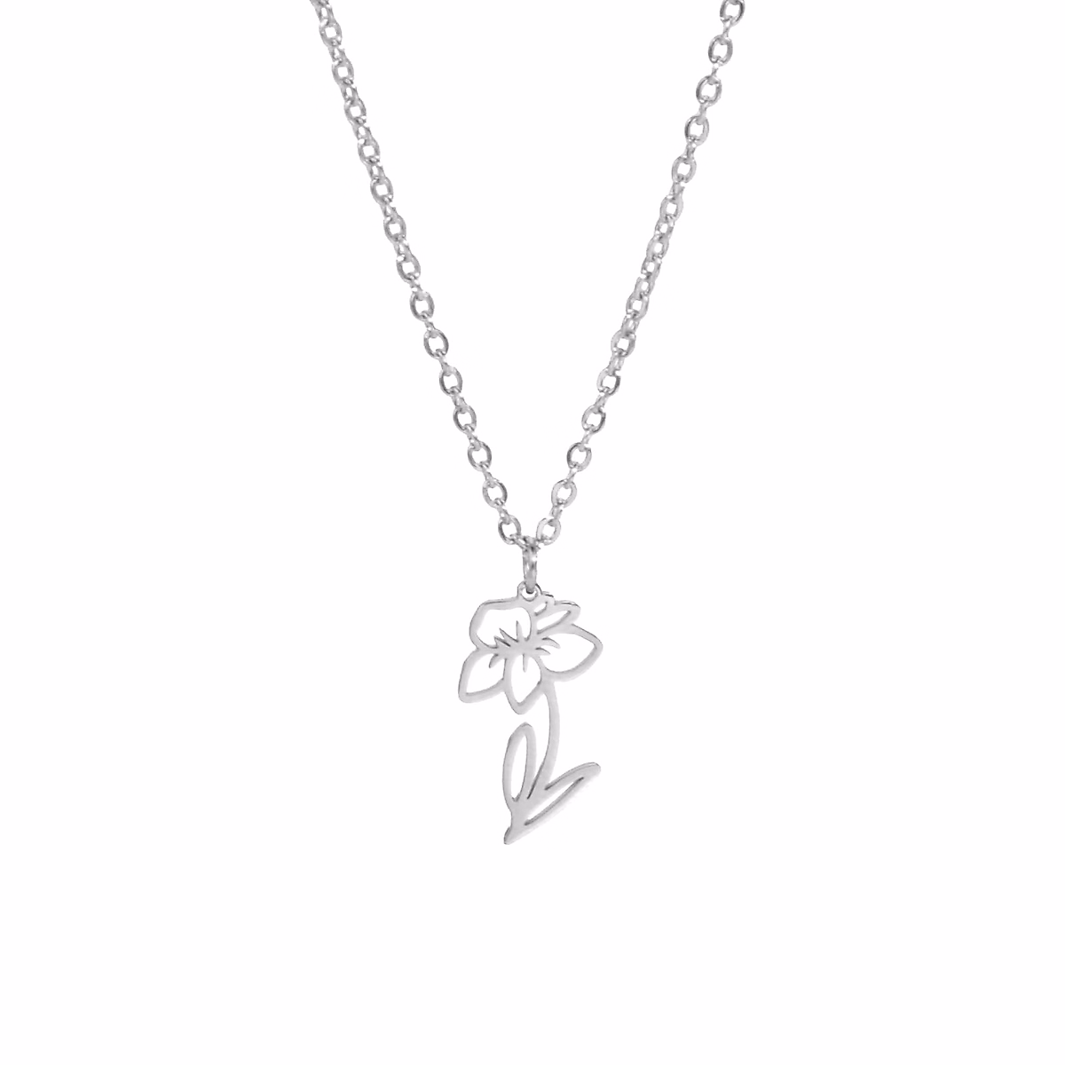 kkjoy Birth Month Flower Necklace Stainless Steel 12 Month Birthday Flower Pendant Necklace Best Friend Necklace Jewellery Gifts for Women