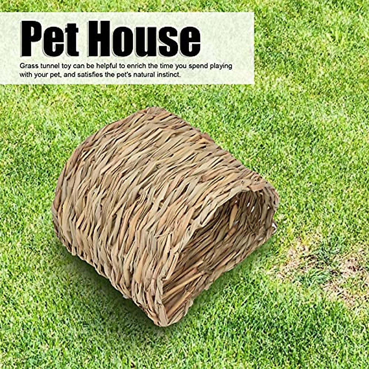Pet Tunnel Bed, Woven Grass Tunnel for Rabbits for Guinea Pig for Hamster for Small Pet