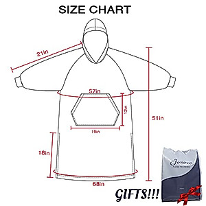 Jezero Wearable Blanket Hoodie Oversized, Flannel Sherpa Fleece Blanket Sweatshirt for Adults Women Men with Hood, Belt, Pocket & Sleeves, One Size Fits All