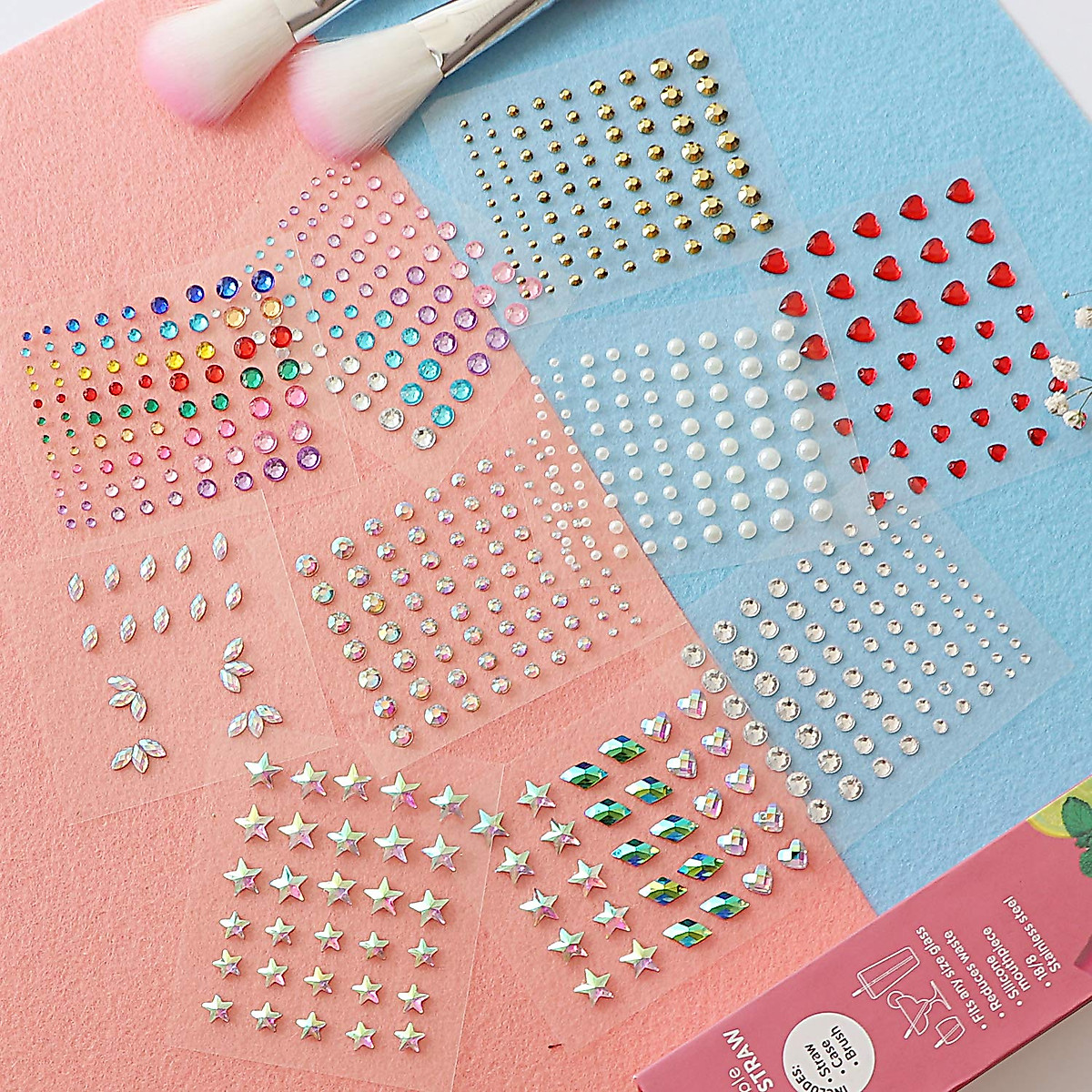 Halloween 10 Sheets Eye Body Face Gems Rhinestone Stickers Self Adhesive Rhinestones Rainbow Face Gems for Women Festival Accessory and Nail Art Decorations Bling