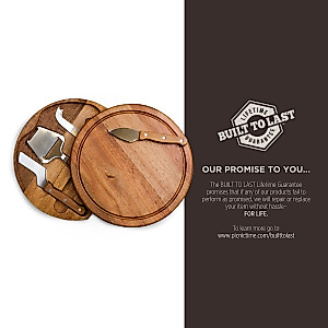 TOSCANA - a Picnic Time brand Personalized Monogram Initials Acacia Circo Cheese Cutting Board & Tools Set, 10.2 x 10.2 x 1.6, Letter M