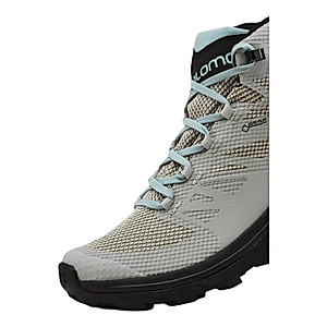 Salomon Outline Mid Gore-TEX Hiking Boots for Women, Lunar Rock/Black/Pastel Turquoise, 8
