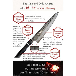 Sakai Takayuki 【The knife brand favored by Japanese chefs】 Senkoku Damascus Chef Knife Santoku Knife Japanese Knife 6.5 inch