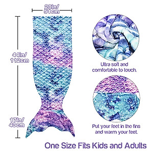 Catalonia Kids Mermaid Tail Blanket, Super Soft Plush Flannel Sleeping Snuggle Blanket for Girls, Galaxy, Fish Scale Pattern, Gift Idea