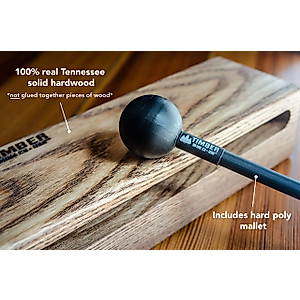 Timber Drum Co. 7" Wood Block with Mallet — Made in U.S.A. — Creates Loud and Resonant Tone from Handcrafted Solid American Hardwood, Includes Rubber Feet, Medium (T4-M)